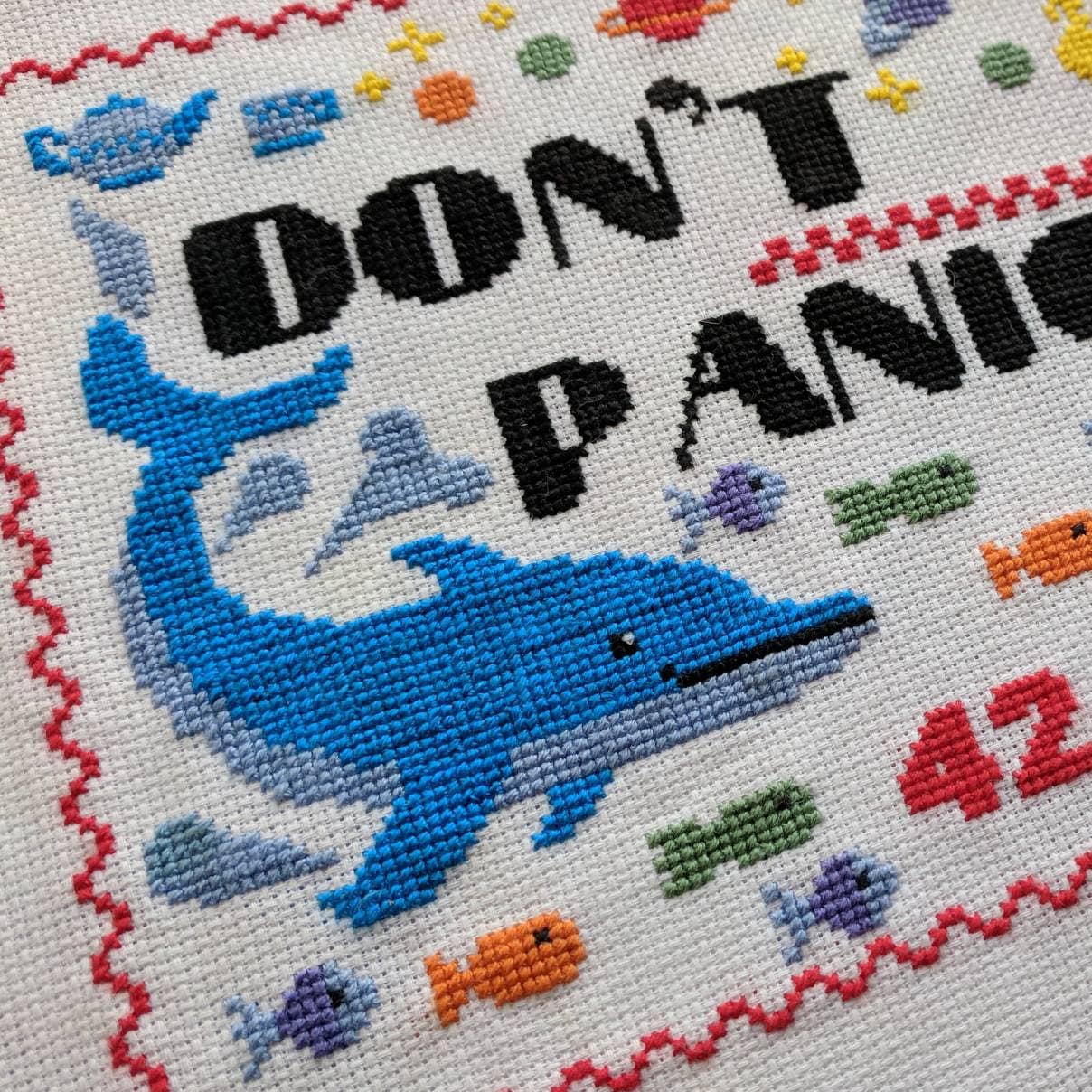 Don't Panic Cross Stitch Pattern PDF Modern Cross Stitch - Etsy