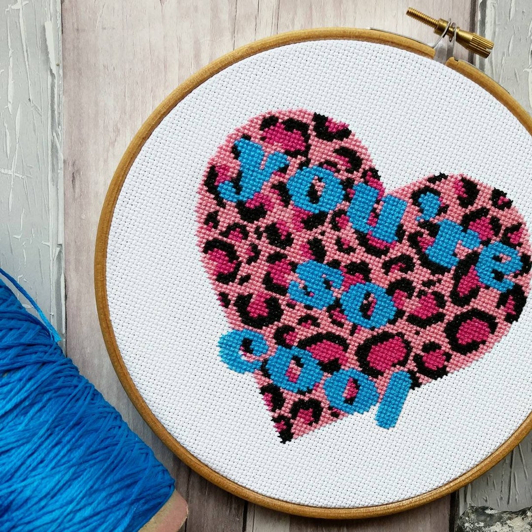 So Cool Heart Cross Stitch Pattern PDF ,leopard Print Modern Cross ...
