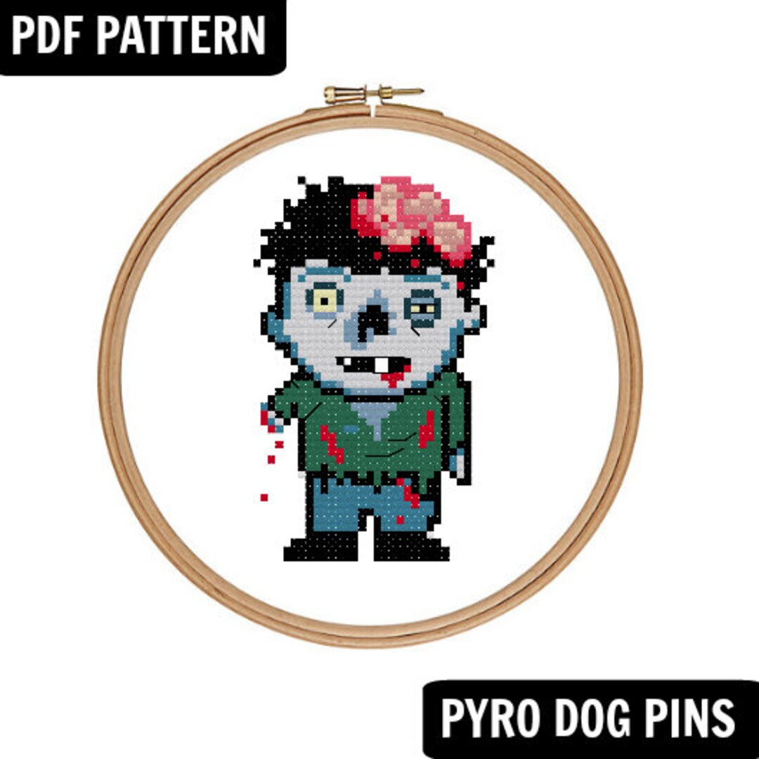Zombie Cross Stitch Pattern PDF Halloween Horror Modern - Etsy
