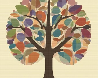 Fall Tree of Life Cross Stitch Pattern Home Decor Gift Easy Beginner ...
