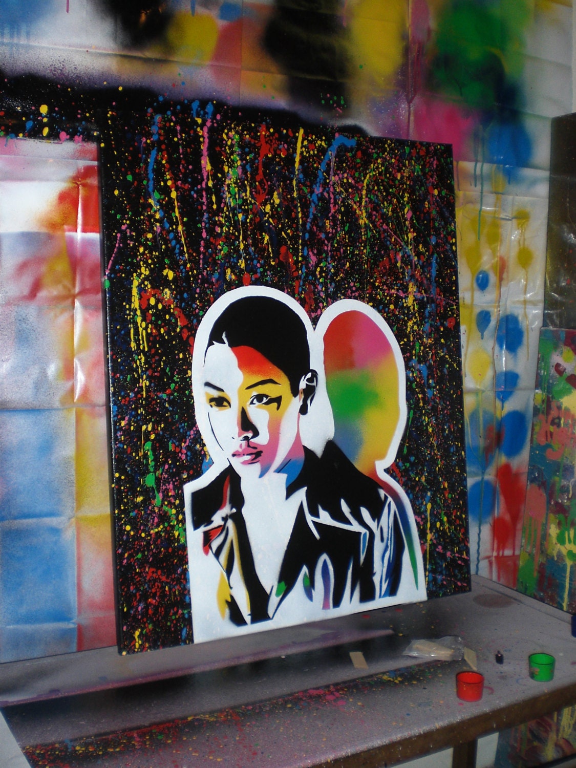 Asian Android Painting Stencil Art Graffiti Art Canvas Spray | Etsy UK