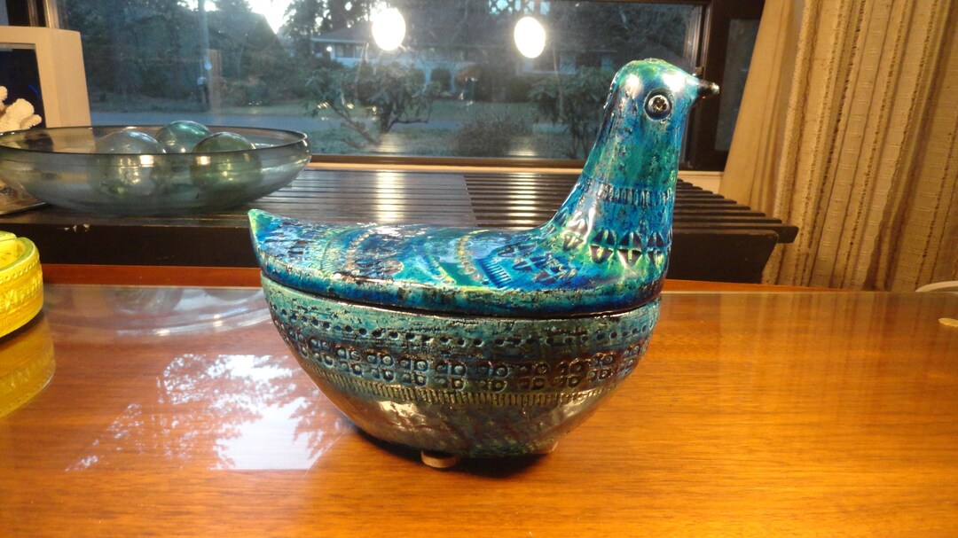 BITOSSI Bird Box Vintage Rimini Blue Aldo Londi Vase Ceramic Italy ...