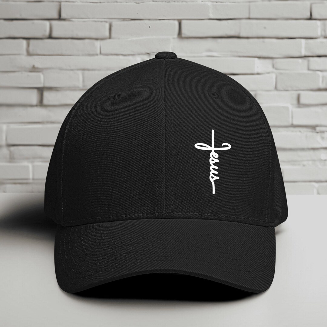 Embroidered Jesus Cross Flexfit Hat, Christian Religious Cap - Etsy