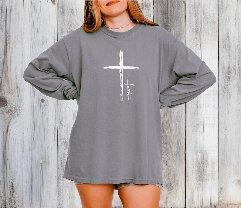 Cross With Faith Unisex Relaxed Fit Long Sleeve T-shirt, Christian ...