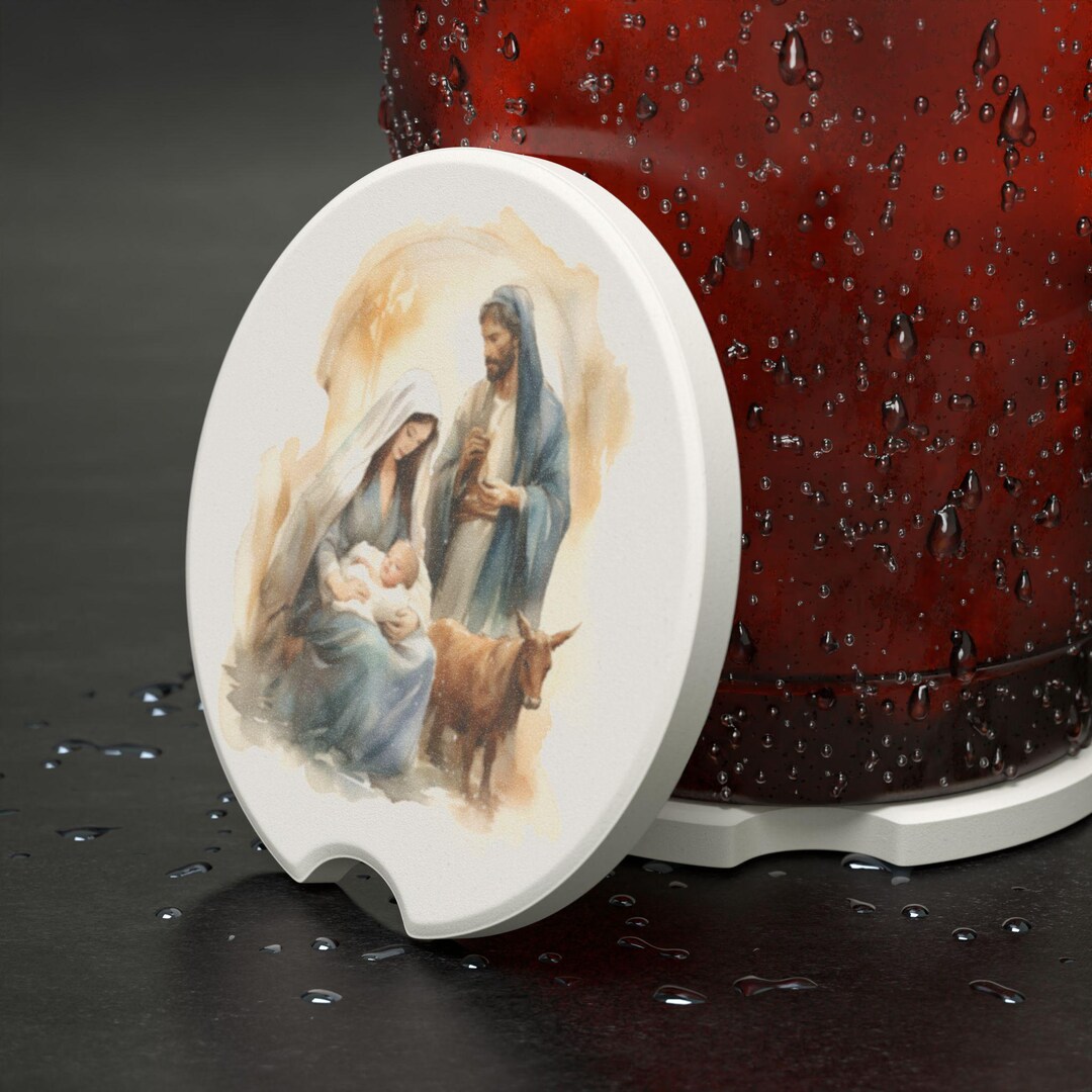 Nativity Scene Soapstone Car Coaster | Christian Auto Decor - Etsy