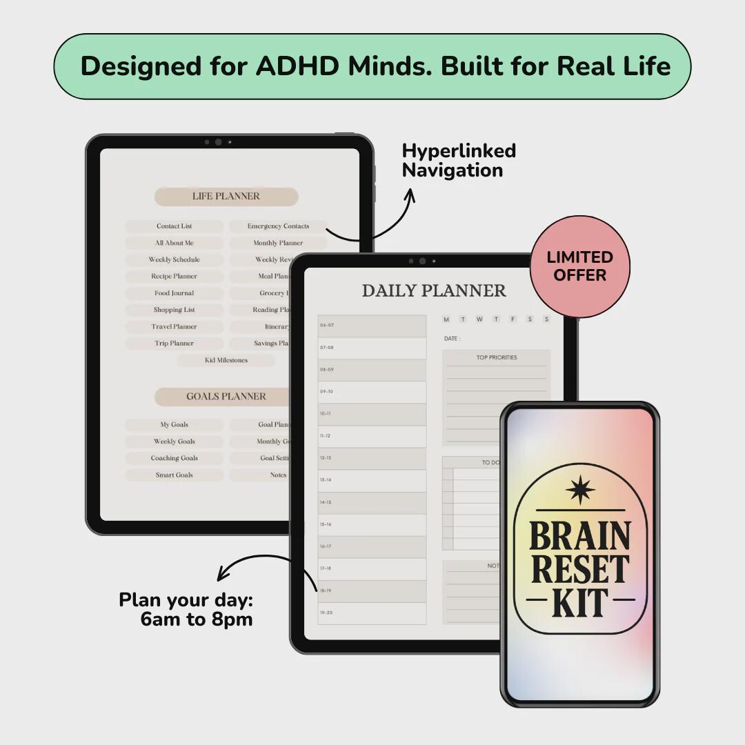 Brain Reset Kit – ADHD Digital Planner for Neurodivergent Adults ...
