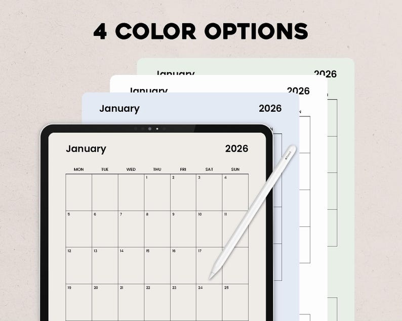 2026 Monthly Calendar Printable | PDF Calendar A4 & Letter Size ...