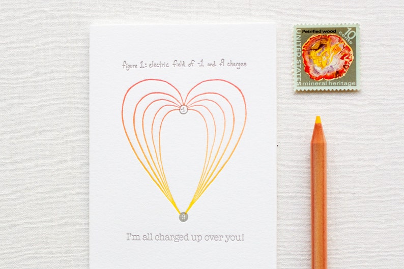 Letterpress Love Note Electric Field Charge - Etsy