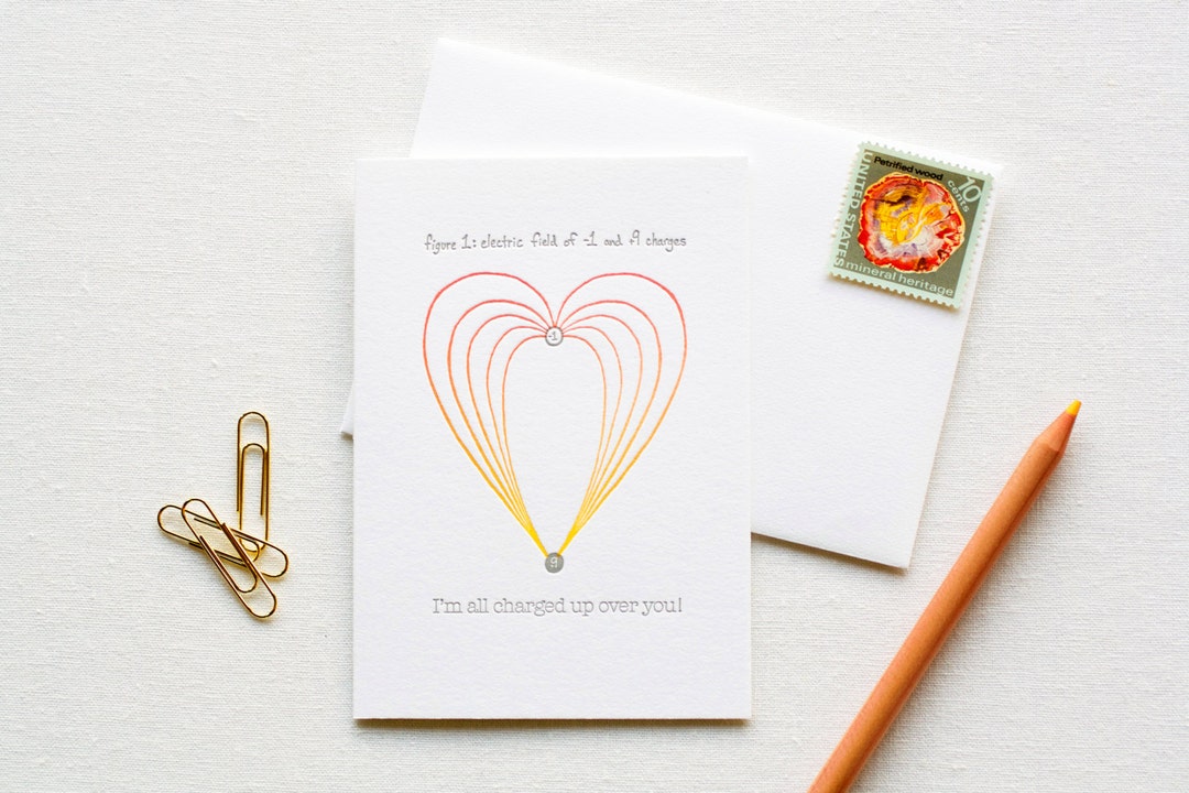 Letterpress Love Note Electric Field Charge - Etsy