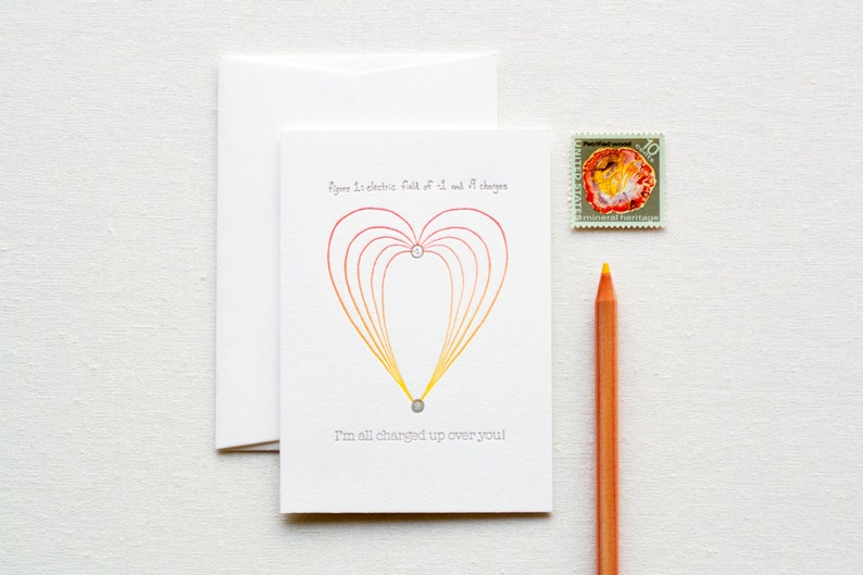 Letterpress Love Note Electric Field Charge - Etsy