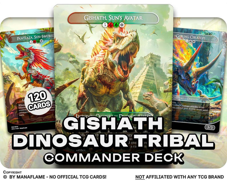 Gishath Dinosaur Tribal - 120 Proxy Cards - Commander EDH Deck - High ...