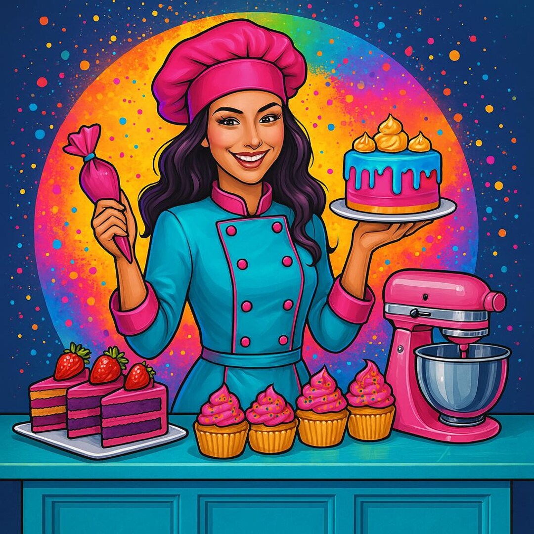 Custom Bakery Logo, Cartoon Bakery Logo, Personalized Bakery Branding ...