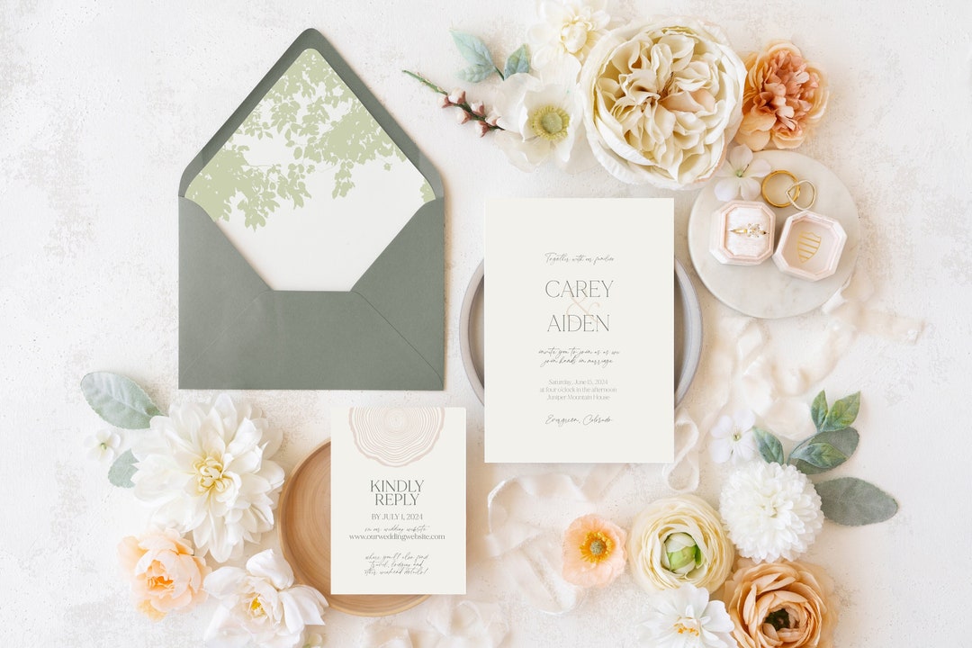 Forest Woodlands Natural Wedding Invitation - Etsy