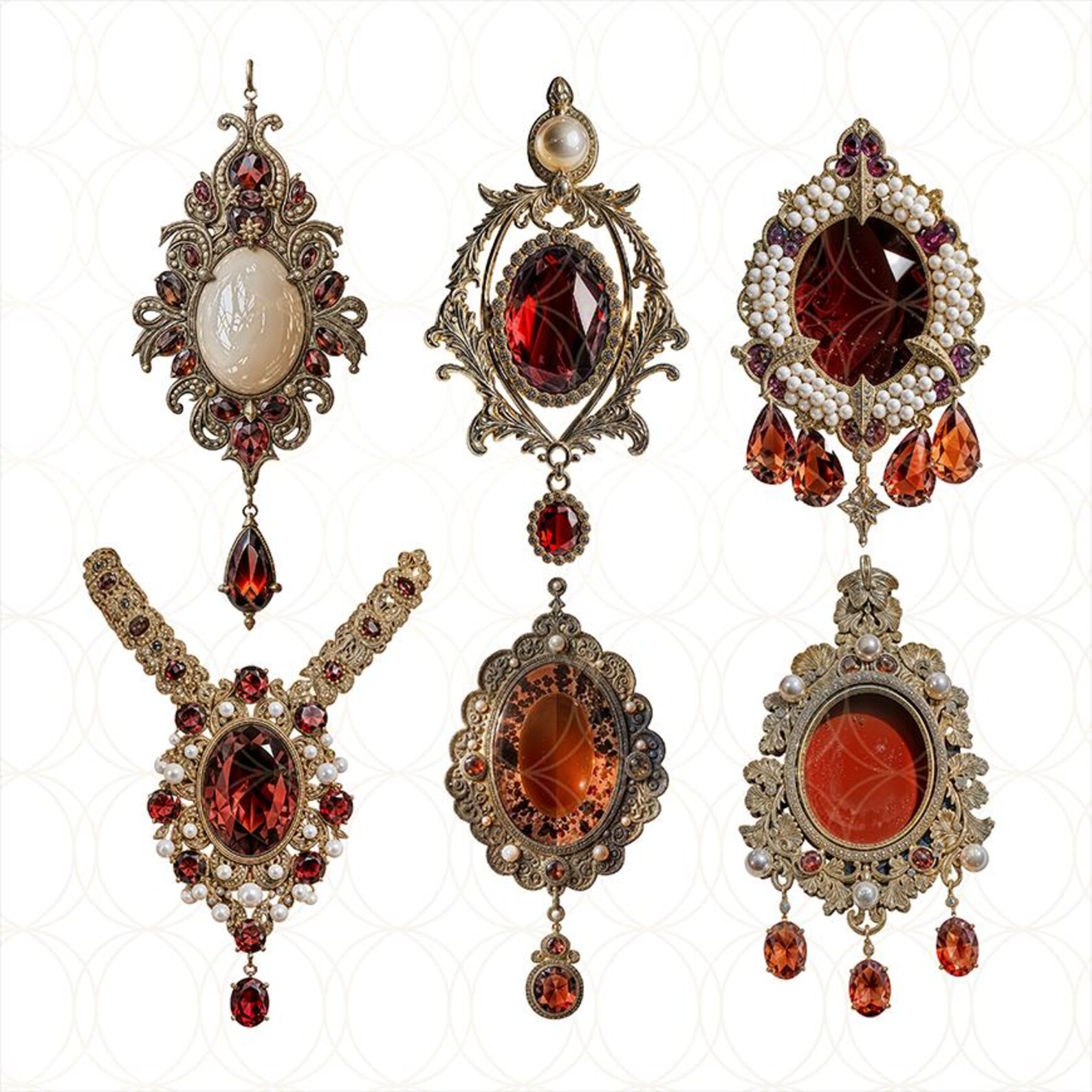 Jewel Ornaments Clipart Set, Digital Jewel Graphics PNG, Luxury Gem ...