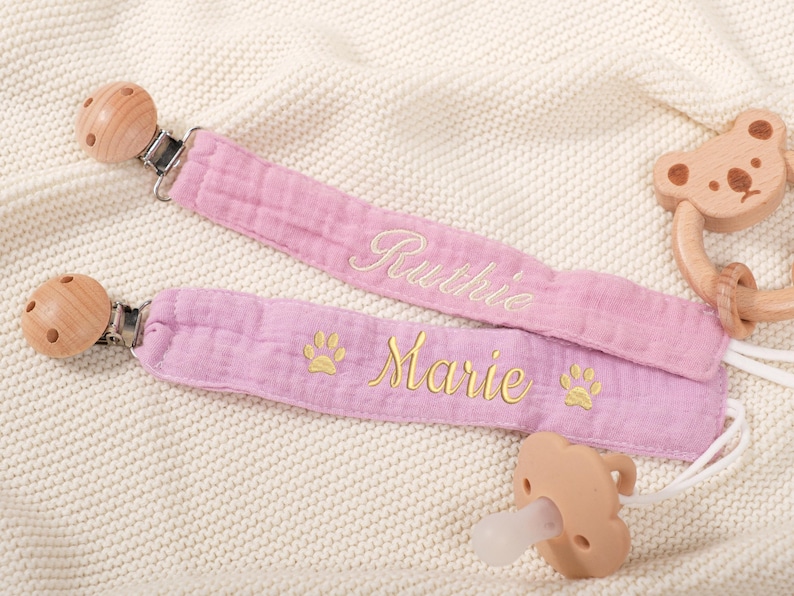 Personalized Embroidered Name Pacifier Clip, Custom Pacifier Strap With ...
