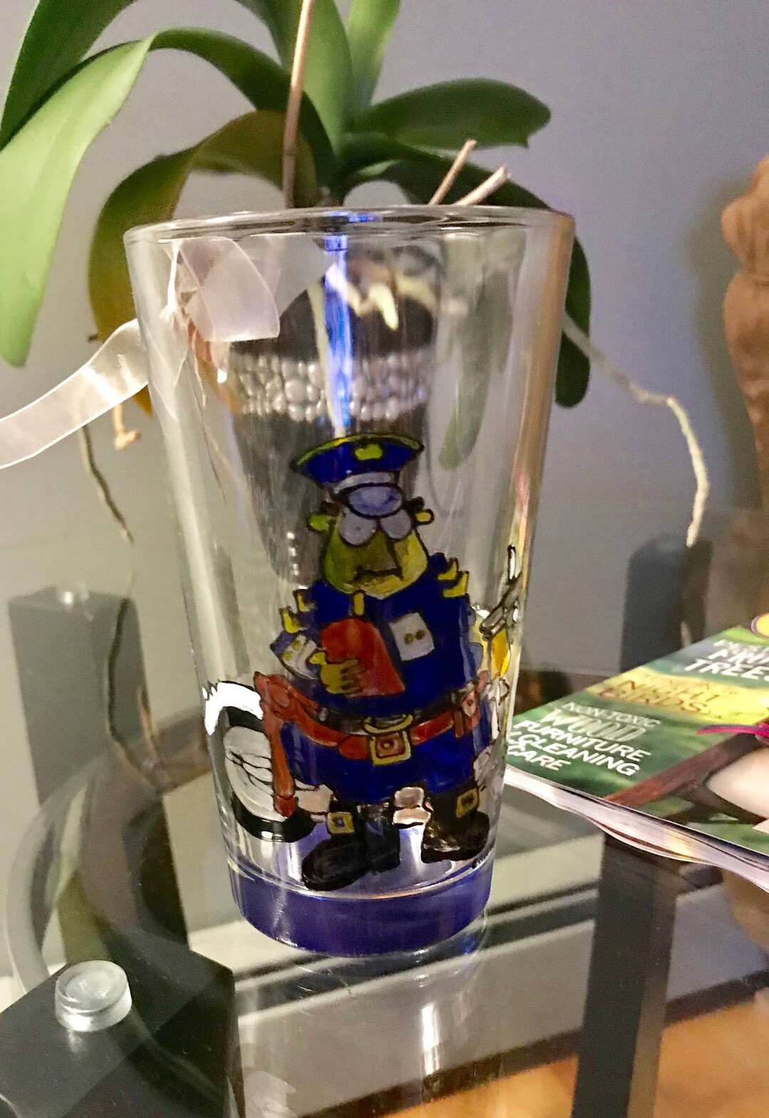 Beer Glass,police Beer Glass, Old School Pub Glass, Motorcycle Cop ...