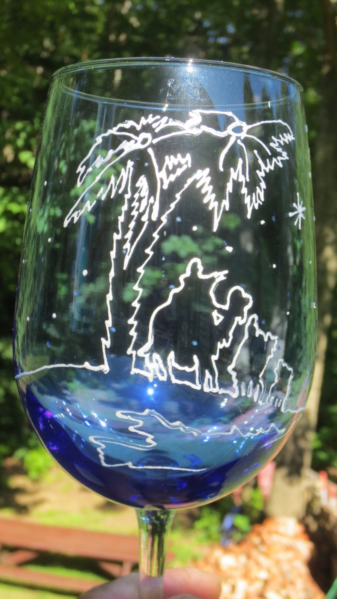 Three Kings Wine Glass Wise Men Christmas Hand Painted Blue - Etsy