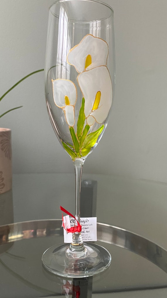 Calla Lily Champagne Flutes 2 Toasting Flutes With Calla Lilies,