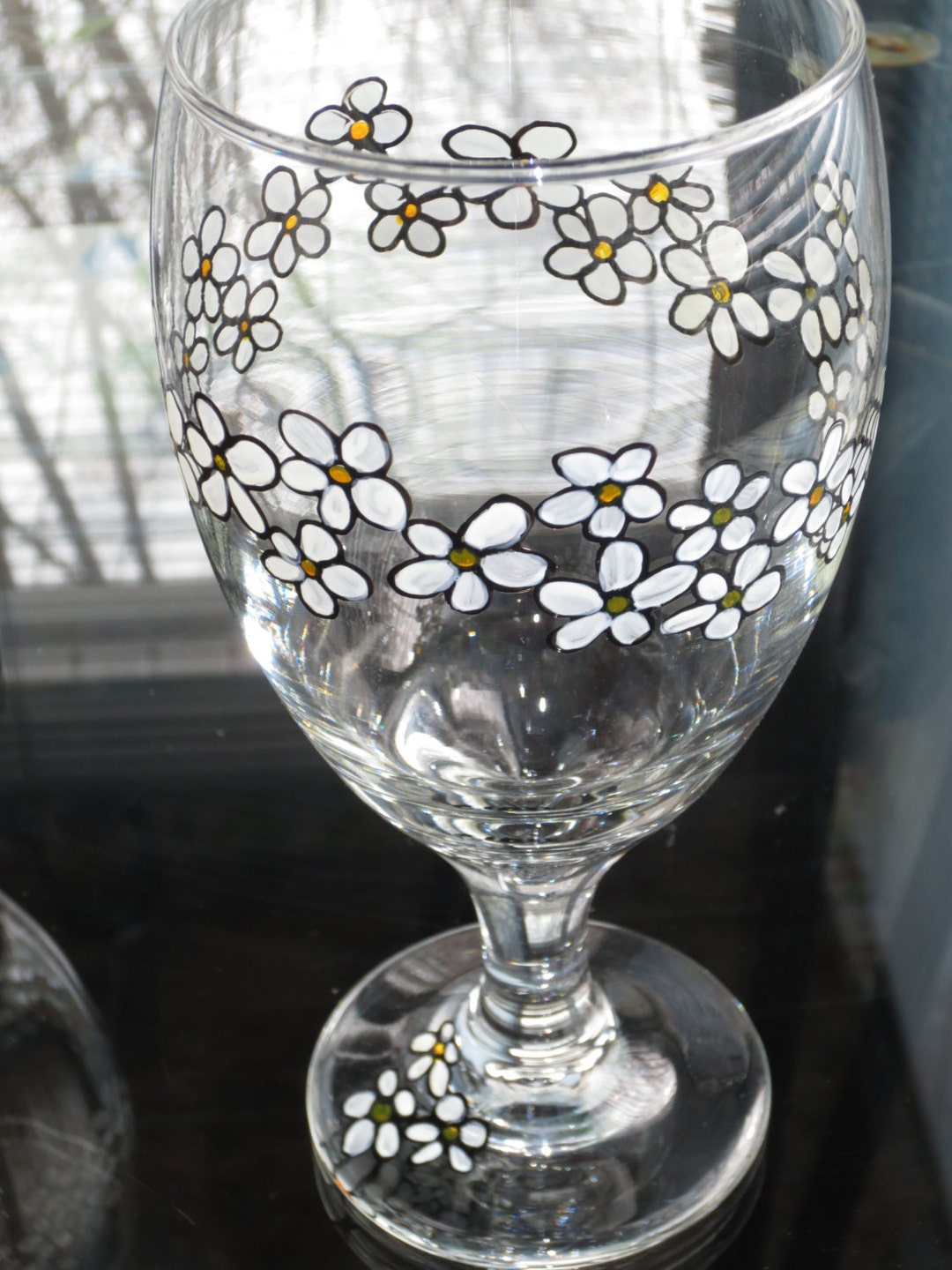 Wine Glass, Boho Daisy Chain Glass, Daisy Goblets, Tea, Water, Sweet ...
