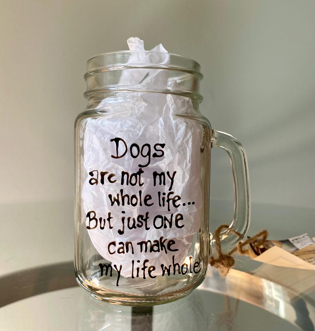 Dog Parent Beer Mug, Pet Mug, Mason Jar Glass, Country Glassware, Hand ...