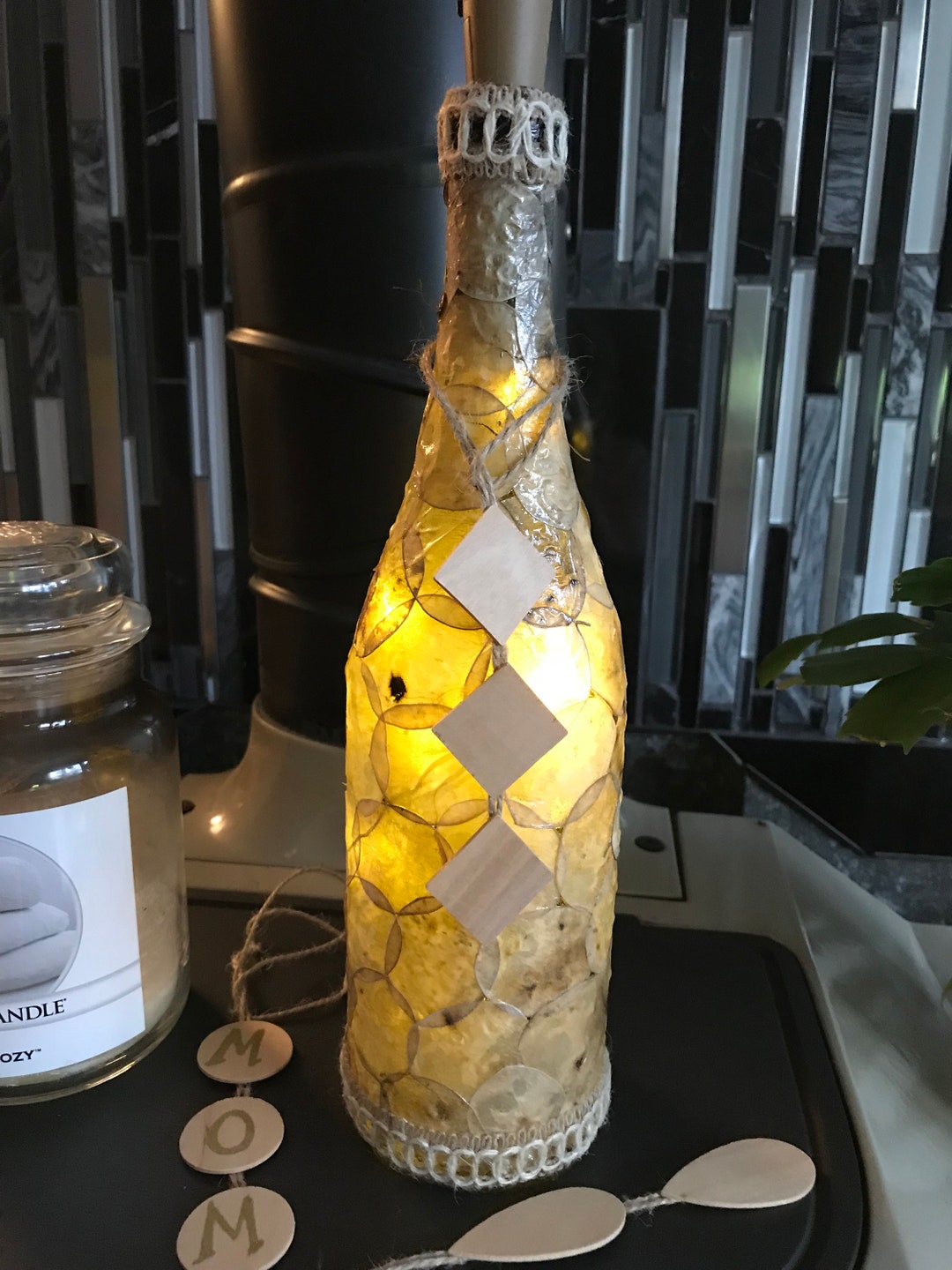 Bottle Light, Silver Shilling Lighted Wine Bottle, Fairy Lights ...