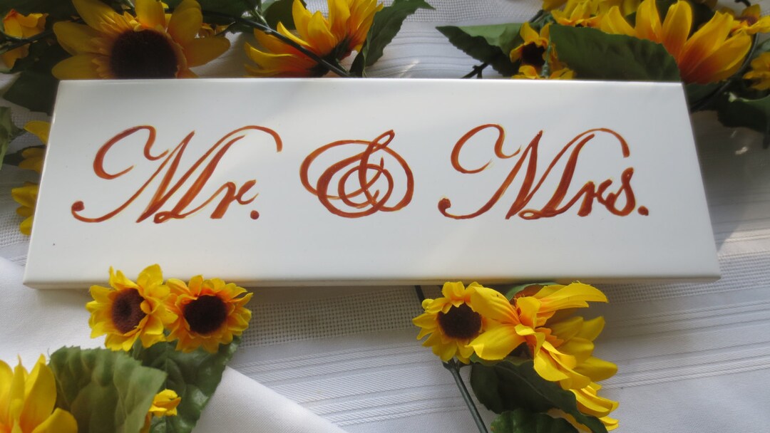 Mr & Mrs Place Setting, Door Hanger, Tile, Wedding Decor, Wall Sign ...