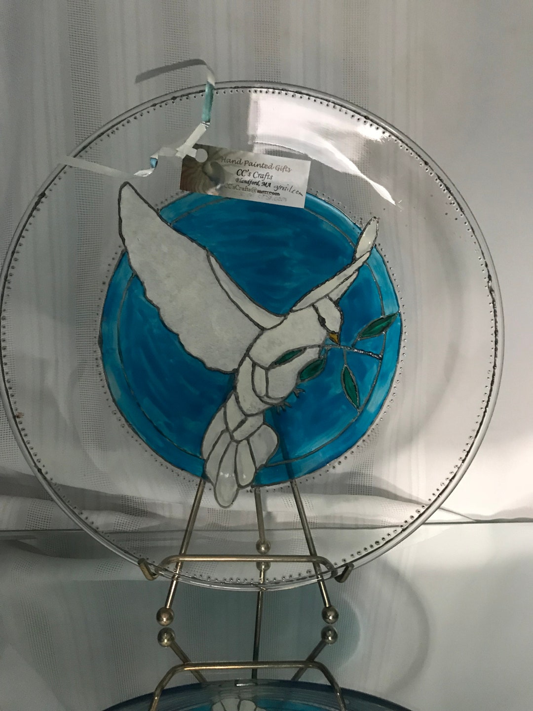 Plate, Peace Dove Holiday Plate, Glass Serving Plate, Dove Image Plate ...