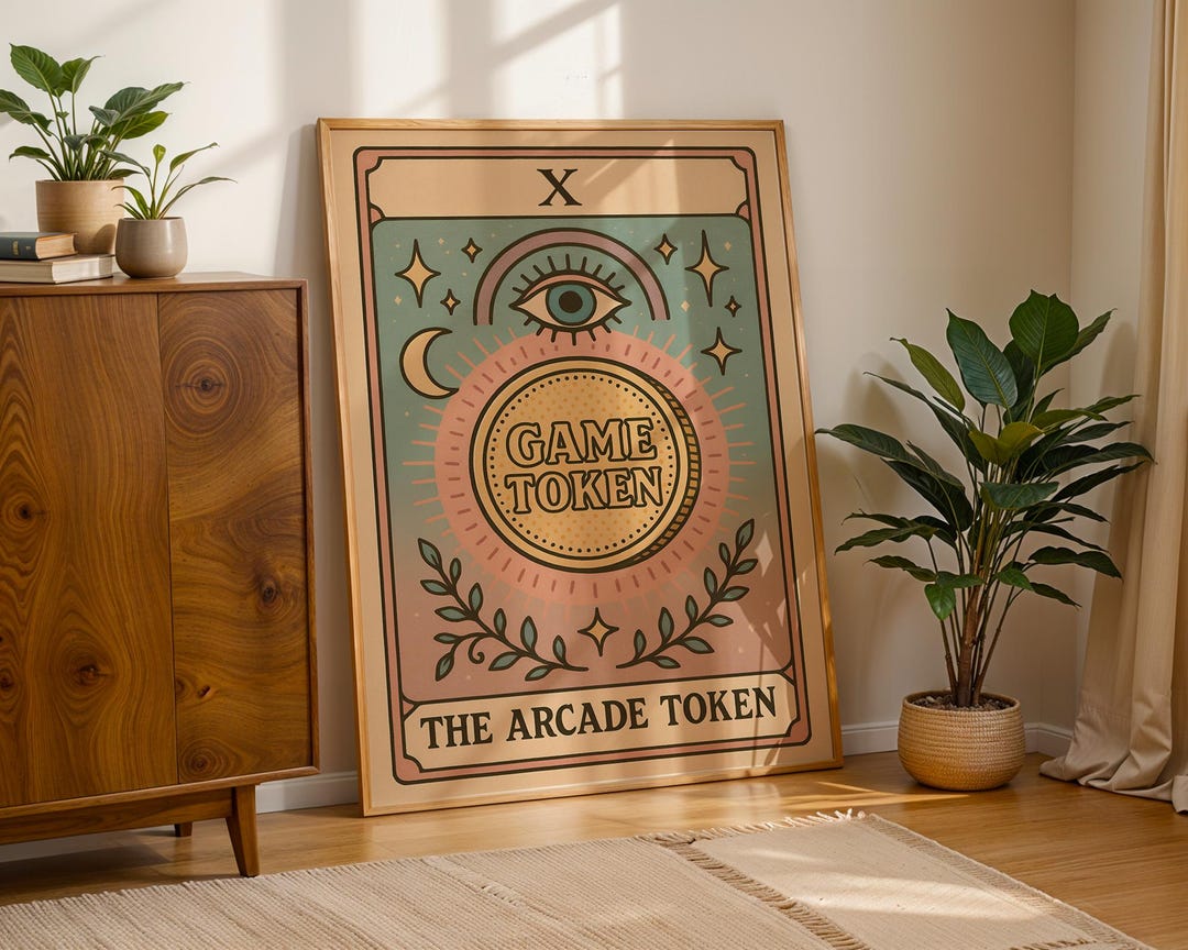 The Game Token Tarot Card Poster, Trendy Poster, Retro Arcade Decor ...