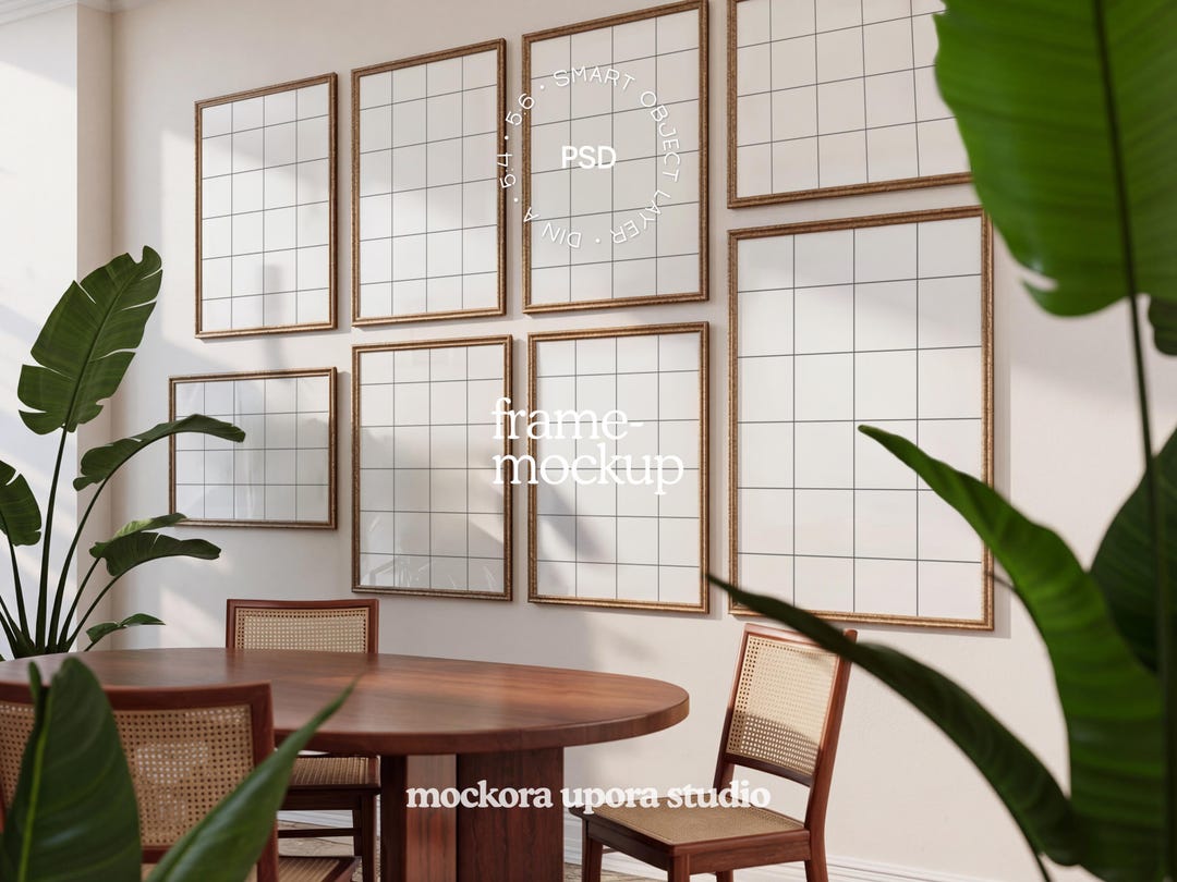 Gallery Wall Art Mockup PSD: Home Interior Art Display, A3 Multiple ...