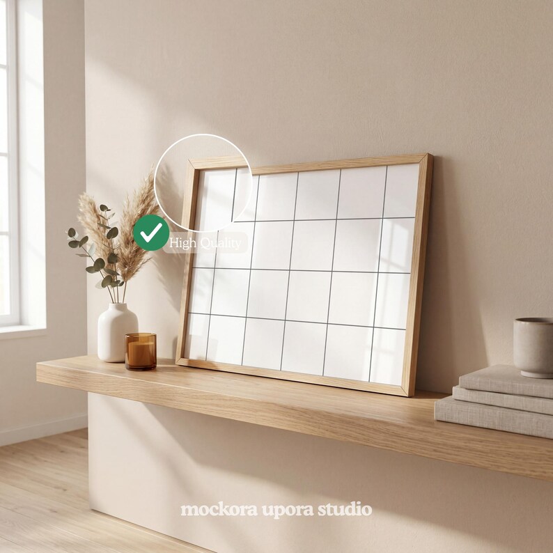 Horizontal Wall Art Frame Mockup, Minimal Home Interior, 4:3 Poster PSD ...