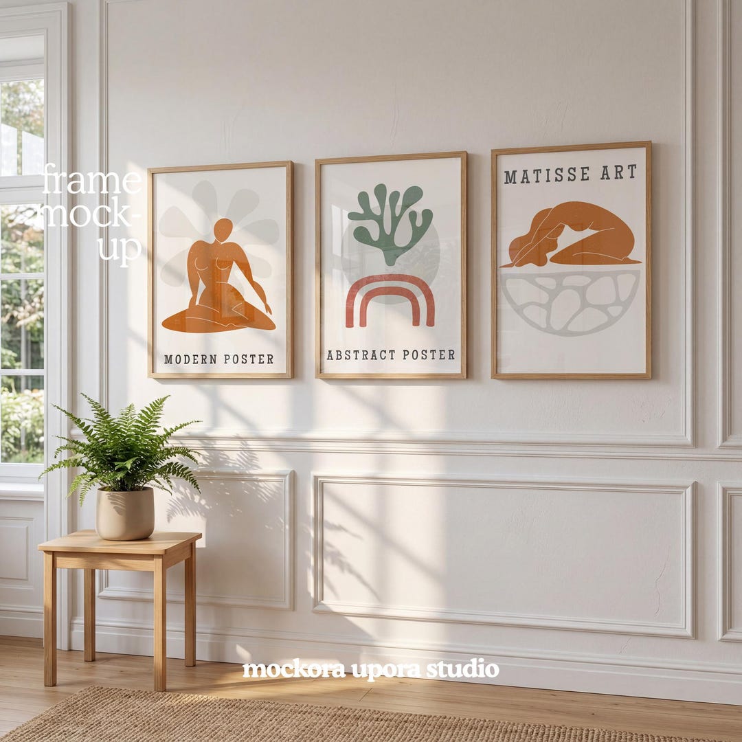 Set of 3 Frame Mockups, Vertical Wall Art PSD (digital Download) - Etsy