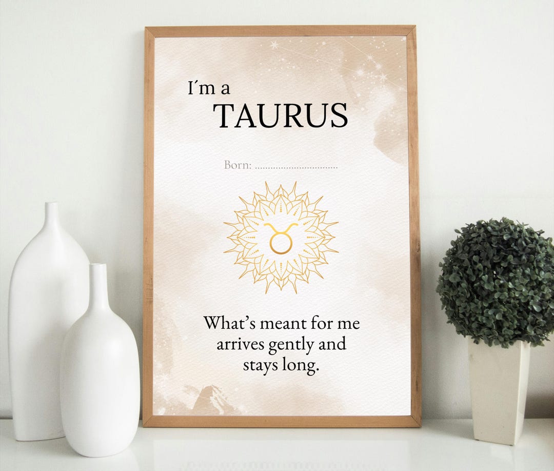Taurus Zodiac Sign Printable Wall Art – Taurus Digital Download Poster ...
