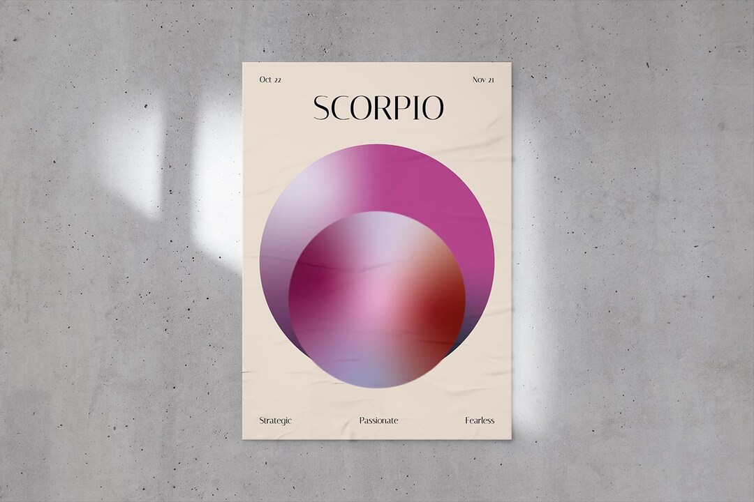 Scorpio Zodiac Poster | Abstract Gradient Wall Art | Minimal Astrology ...