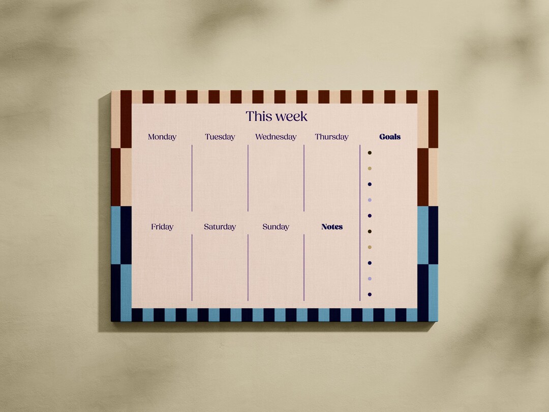 Blue and Brown Retro Weekly Planner Printable | Bold Planner Pages ...