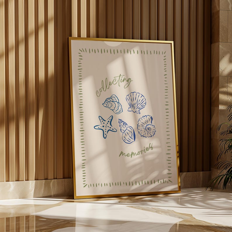 Seashell Wall Art Print: Coastal Beach House Decor (digital Download ...