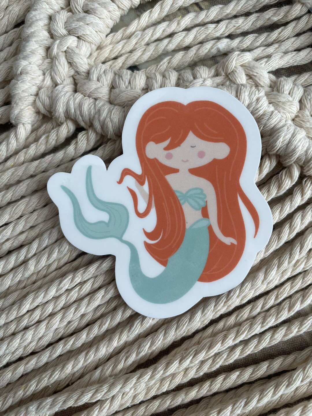 Red Haired Cartoon Mermaid Sticker, Ginger Mermaid Cartoon Sticker ...