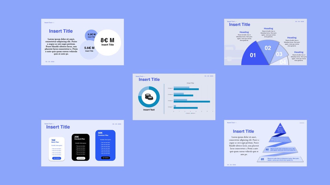 Moderne Blue Pitch Deck - Powerpoint & Canva - Etsy