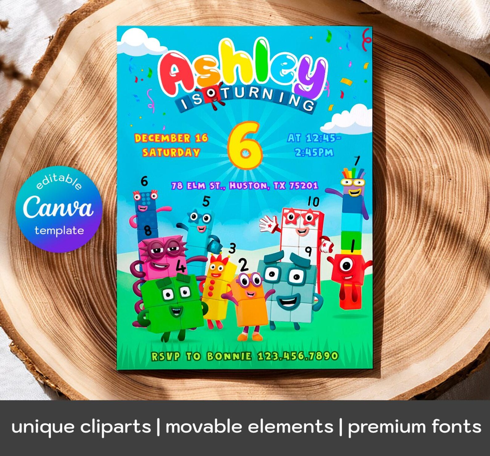 Numberblocks Birthday Invitation, Editable Printable Invitation ...