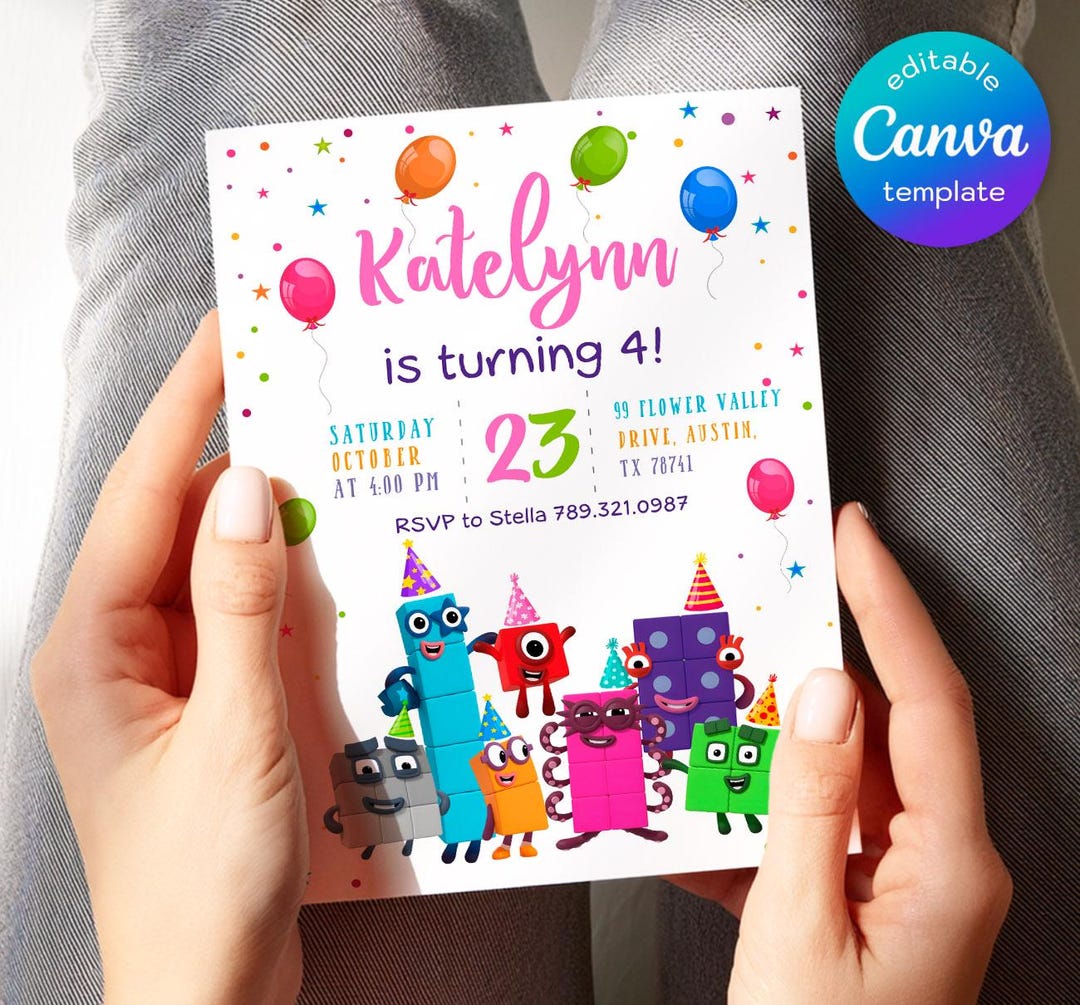 Numberblocks Birthday Invitation, Editable Printable Invitation ...