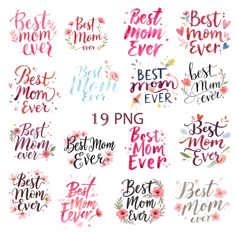 Mother's Day Quote Clipart Bundle: Watercolor 104 Pngs (digital ...