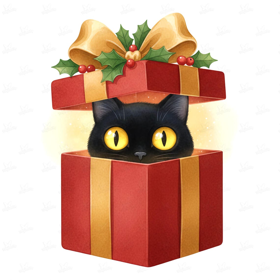 12 Christmas Cat in Gift Box: Cute Holiday Surprise Clipart - Etsy