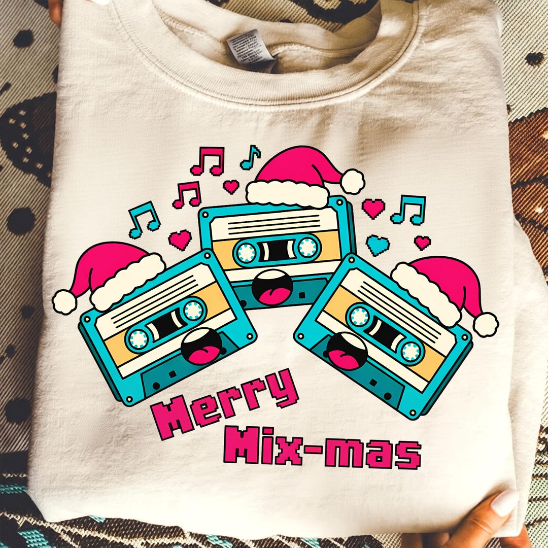 Merry Mixmas PNG | Cute Cassette Tape Sublimation | Funny Music Lover ...