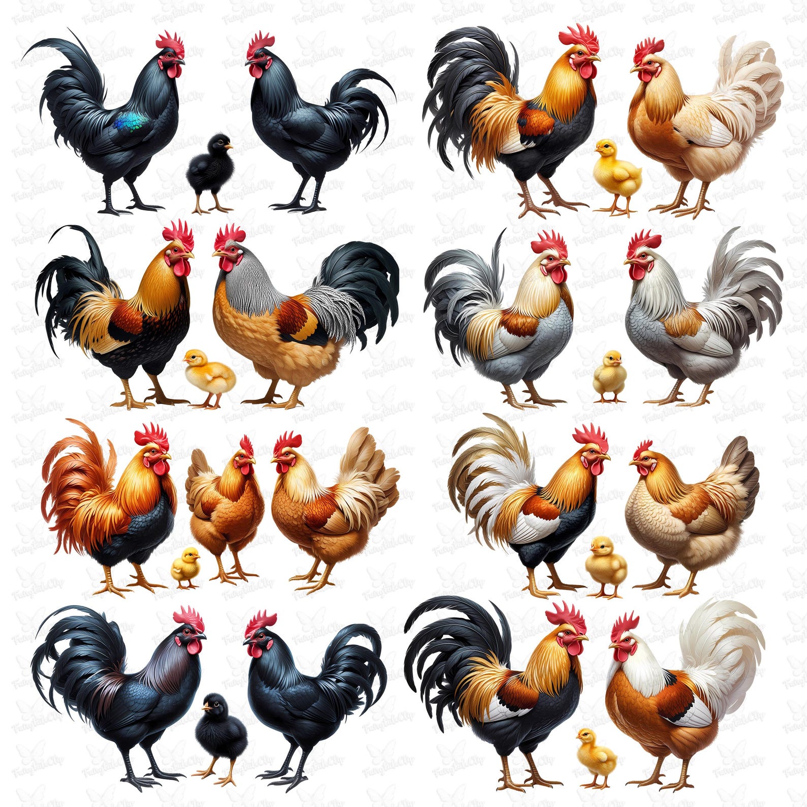 Watercolor Chicken Clipart: Farm Animal 30 PNG Bundle (digital Download ...