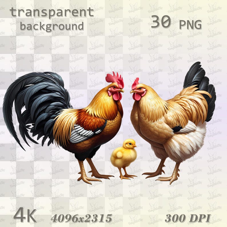 Watercolor Chicken Clipart: Farm Animal 30 PNG Bundle (digital Download ...