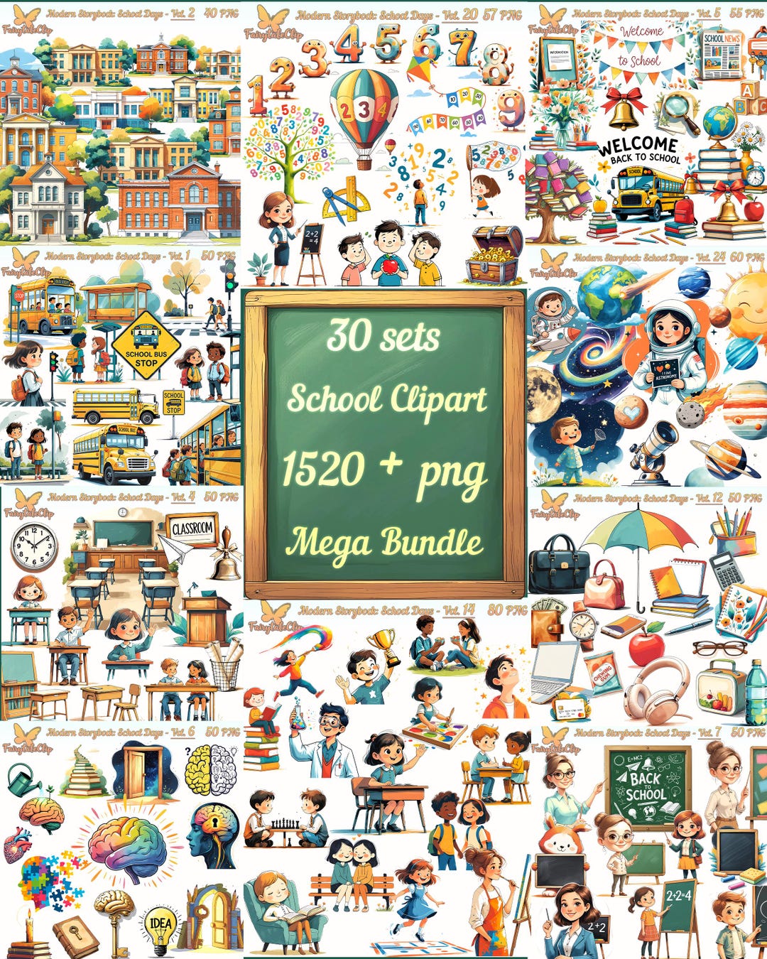 Ultimate School Clipart Mega Bundle | Vintage Storybook Collection ...