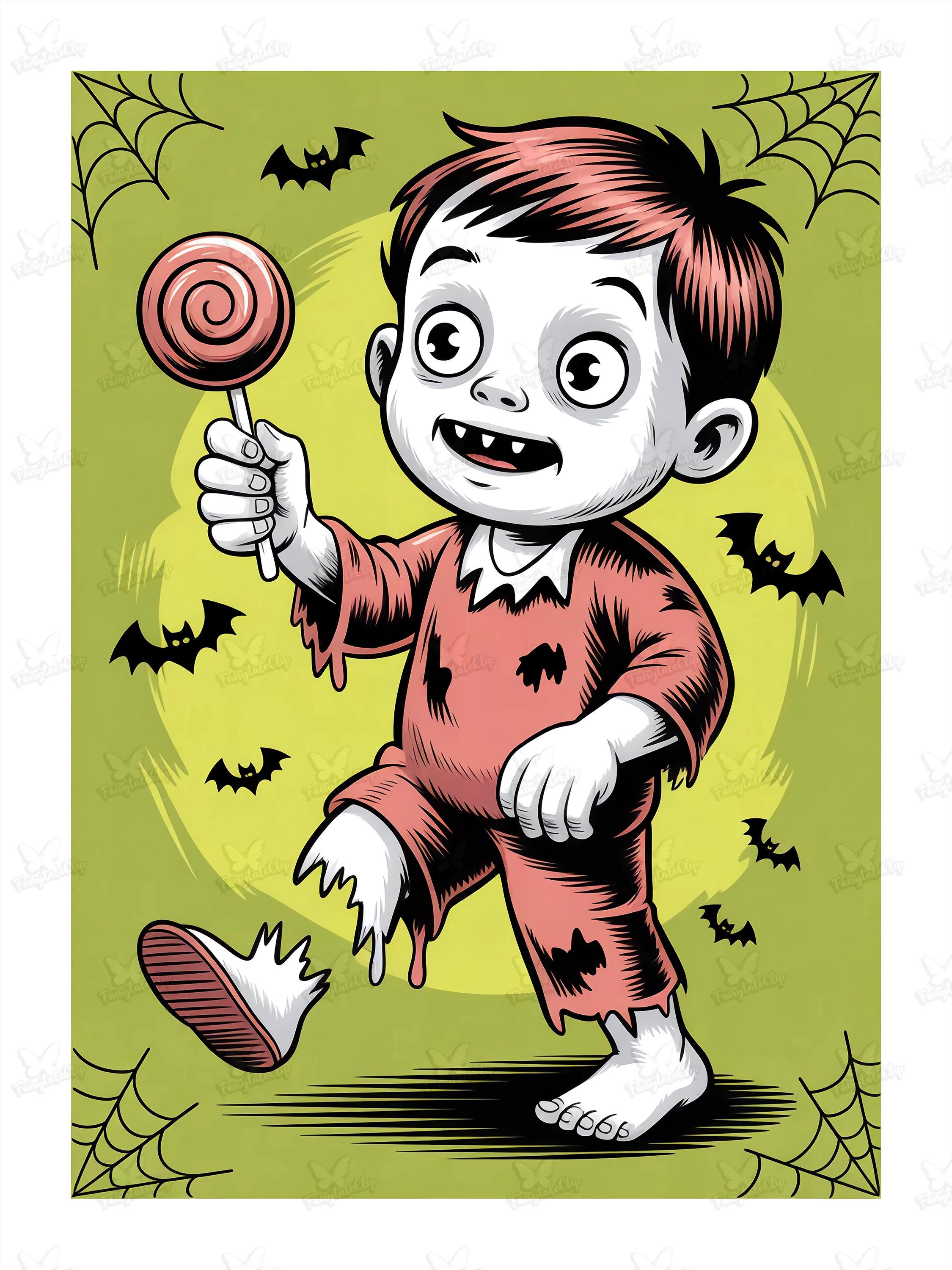 Cute Halloween Stamps: Trick or Treat Ghost & Zombie Art (12 PNG) - Etsy