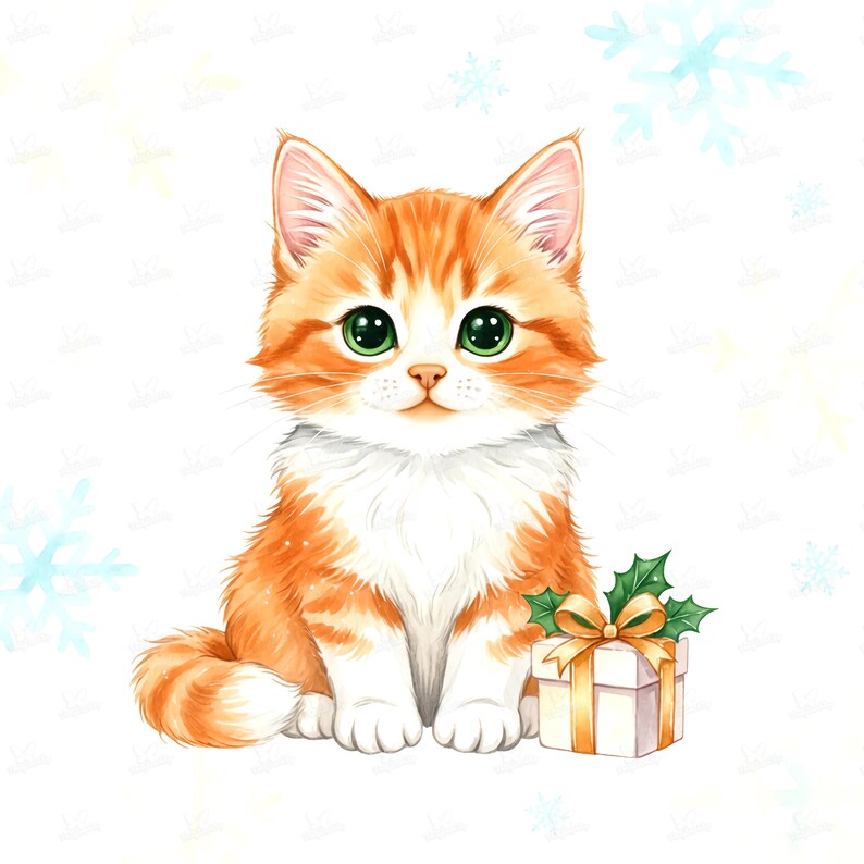 12 Christmas Cat in Gift Box: Cute Holiday Surprise Clipart - Etsy