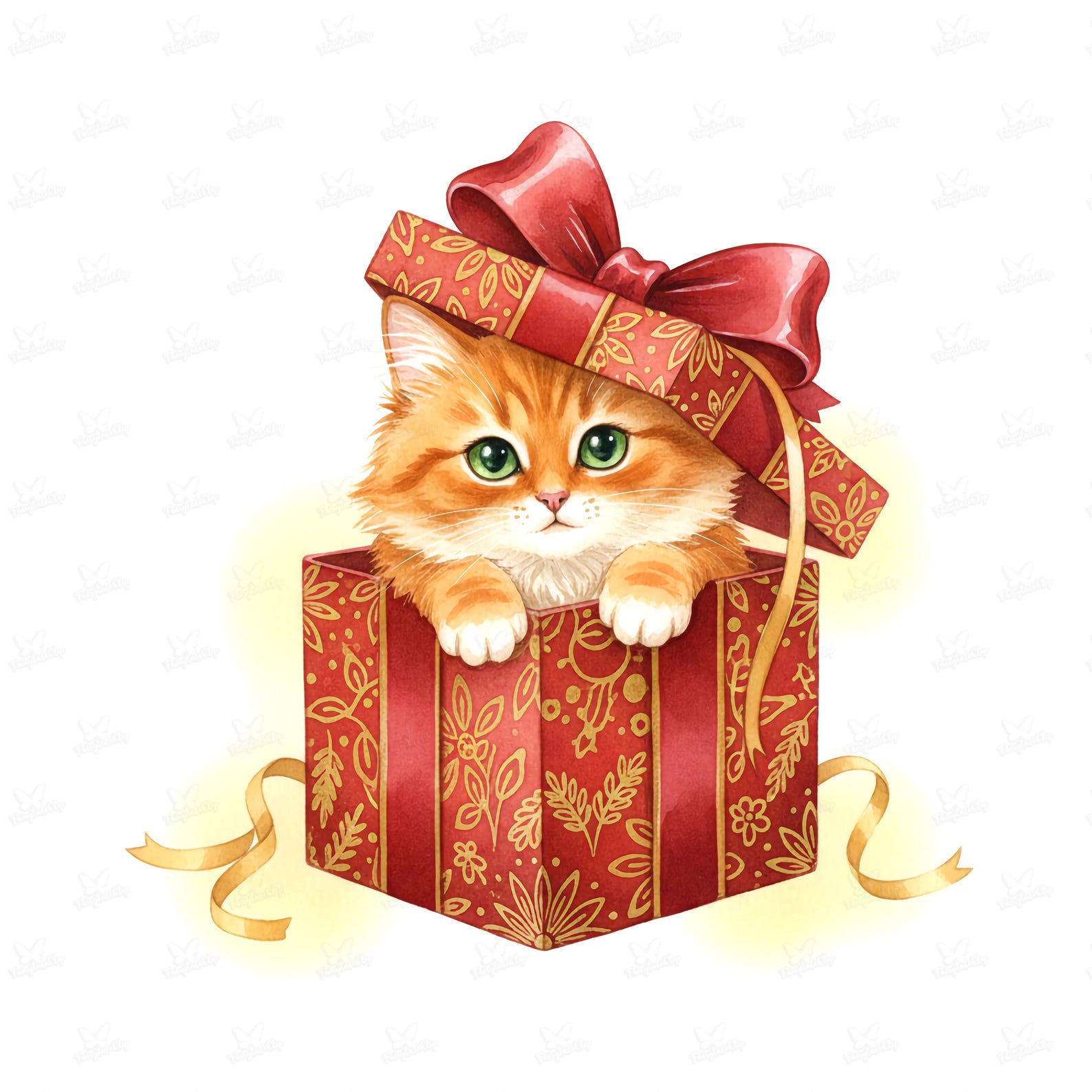 12 Christmas Cat in Gift Box: Cute Holiday Surprise Clipart - Etsy