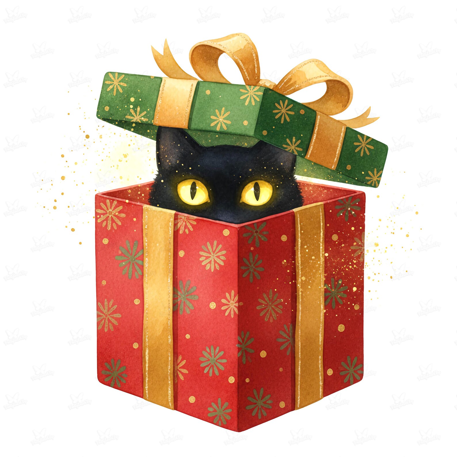 12 Christmas Cat in Gift Box: Cute Holiday Surprise Clipart - Etsy