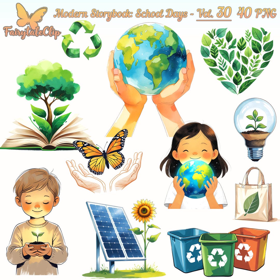Earth Day Clipart: Ecology | Recycling 40 PNG Graphics (commercial Use ...